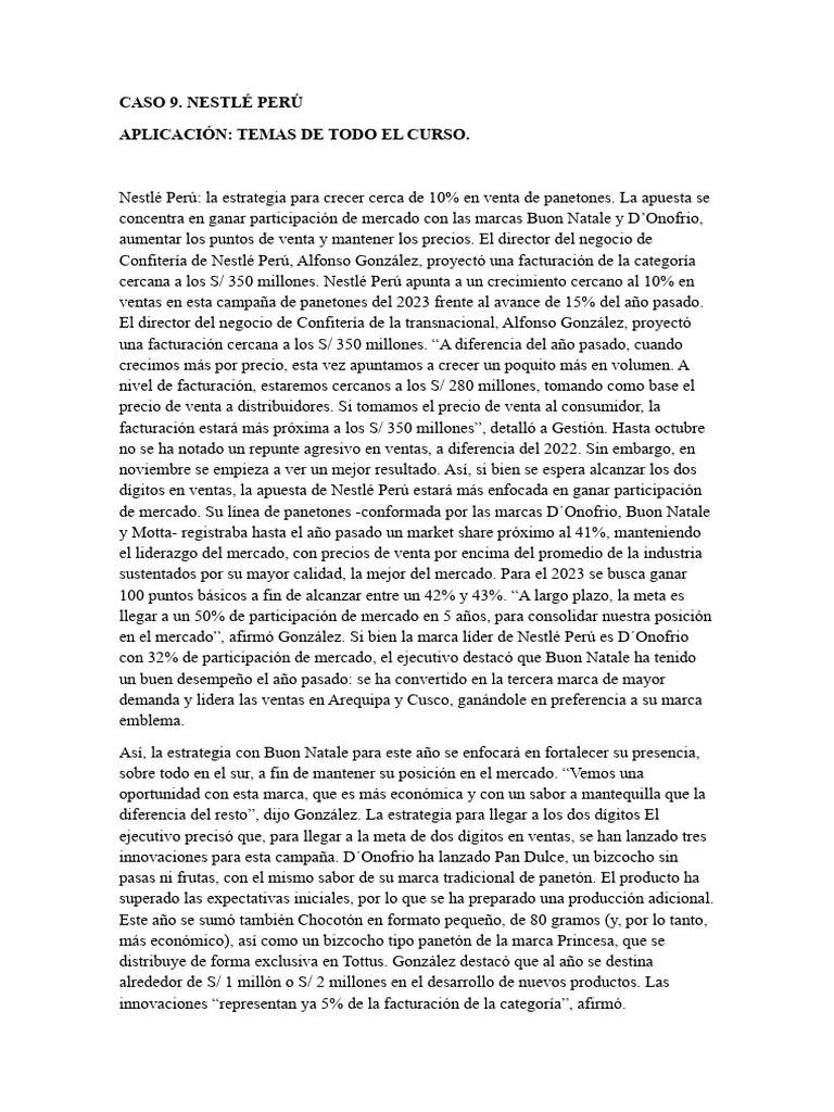 Caso 9 - Nestlé | PDF | Perú | Marca