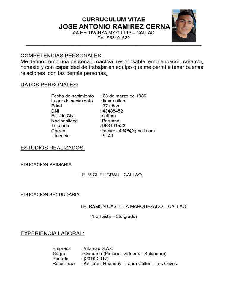 Currículum Vitae de José Antonio Ramírez | PDF | Crecimiento personal y ...