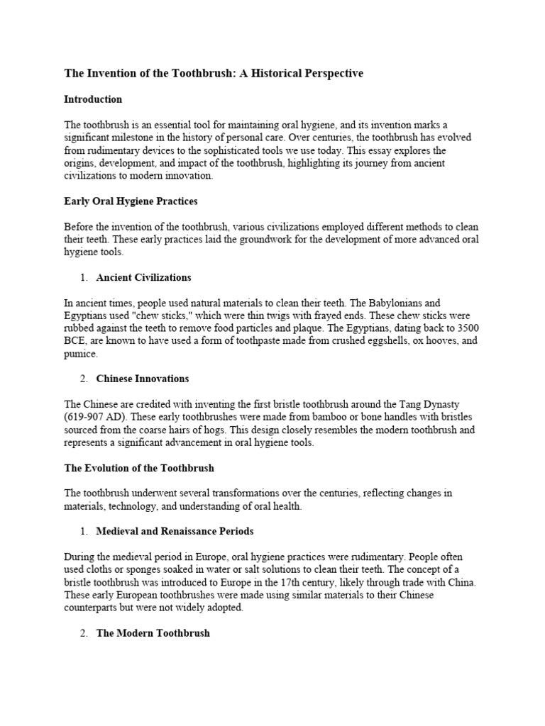 The Invention of The Toothbrush | PDF | Toothbrush | Oral Hygiene