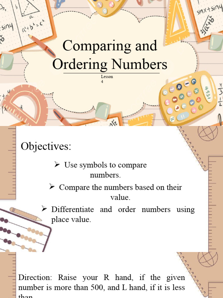 C1 - Lesson 4 - Comparing and Ordering Numbers | PDF | Numbers | Naming Conventions