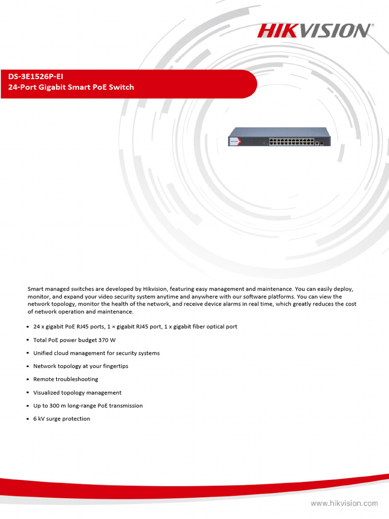 DS-3E1526P-EI Datasheet 20240428 | PDF | Computer Network | Network Switch