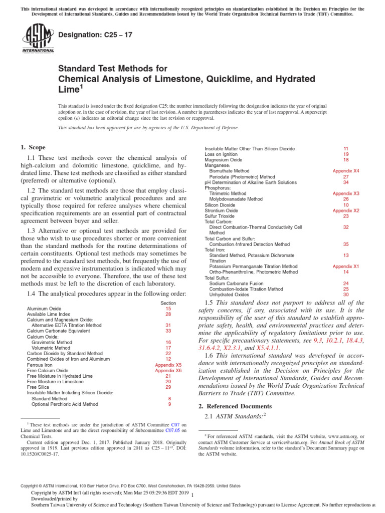 Chemical Analysis of Limestone, Quicklime, and Hydrated Lime | PDF ...