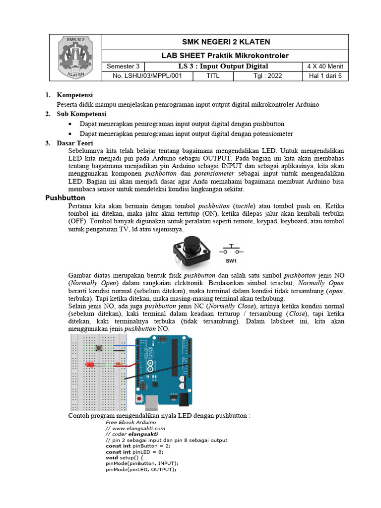 Labsheet - 03 - Arduino NEW | PDF | Metode & Bahan Ajar | Komputer