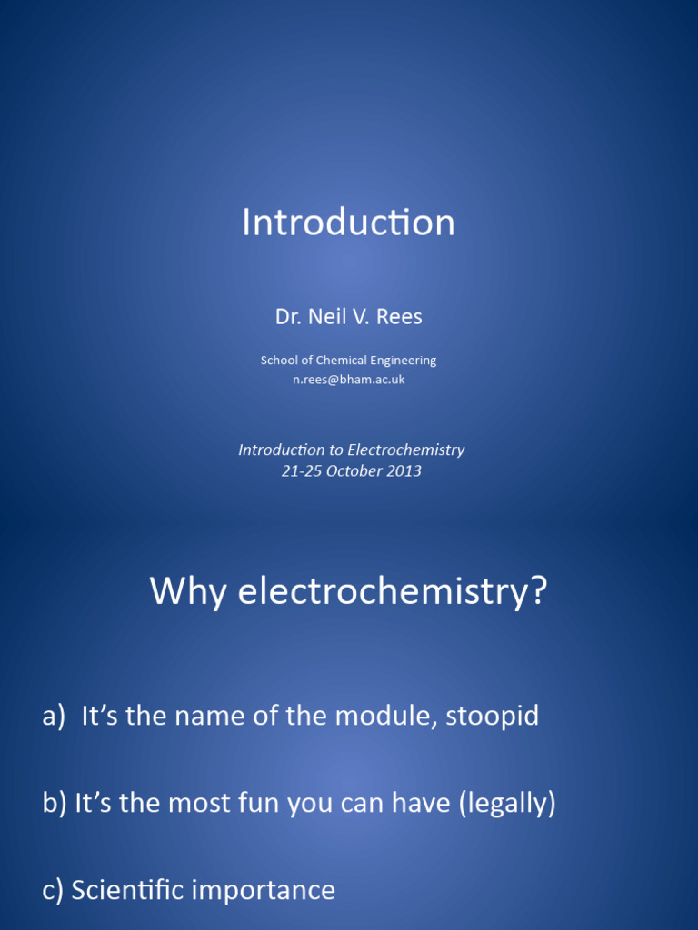 Lecture Introduction | PDF | Electrochemistry | Materials