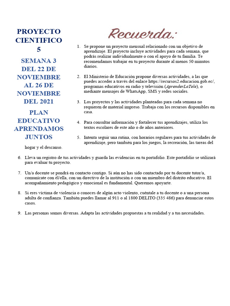 First Sem 3 Proyecto 5-1 | PDF | Maestros | Cognición