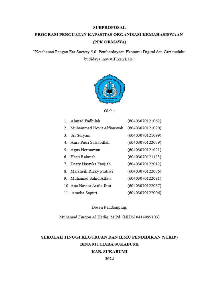 Sub Proposal PPK Ormaw Revisi | PDF