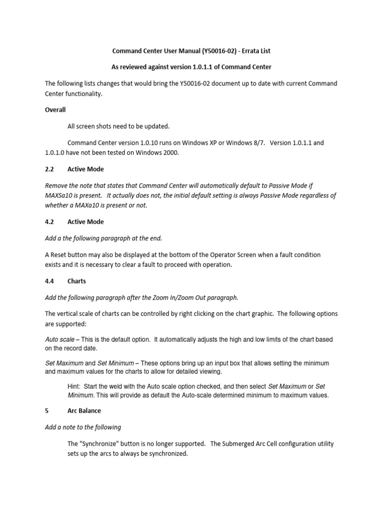 Command Center User Manual - Corrections | PDF | Computer File | Microsoft Excel