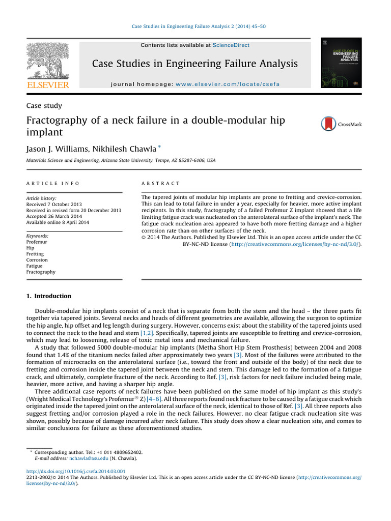 Fractography of A Neck Failure in A Double Modular Hip Implant - 2014 - Case Studies in ...