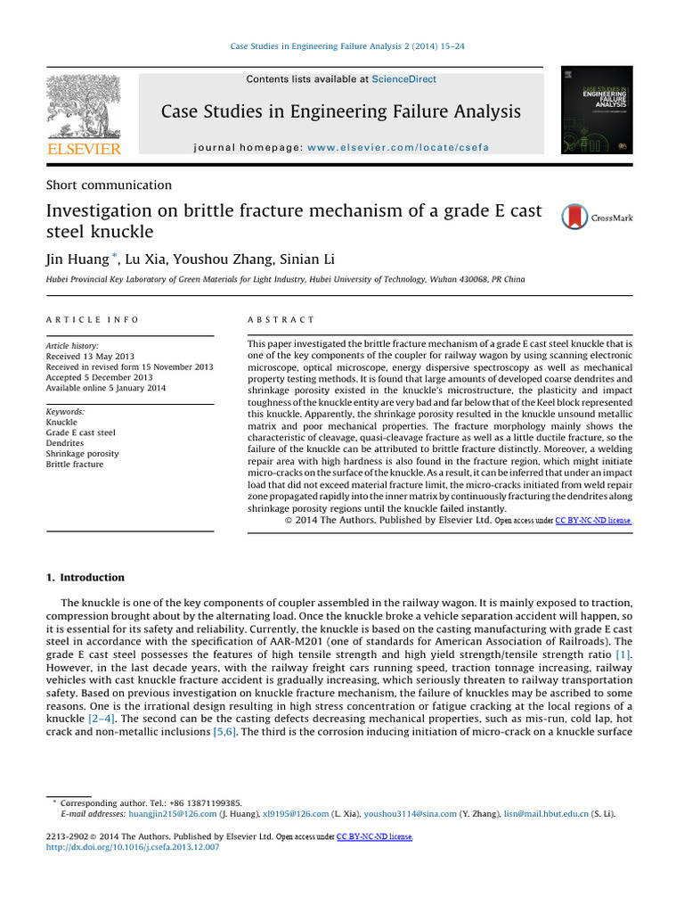 Brittle Fracture of Grade E Cast Steel Knuckle | PDF | Fracture | Heat ...