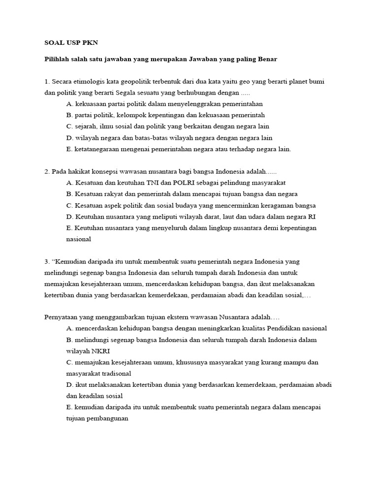 Soal Usp PKN Xii | PDF