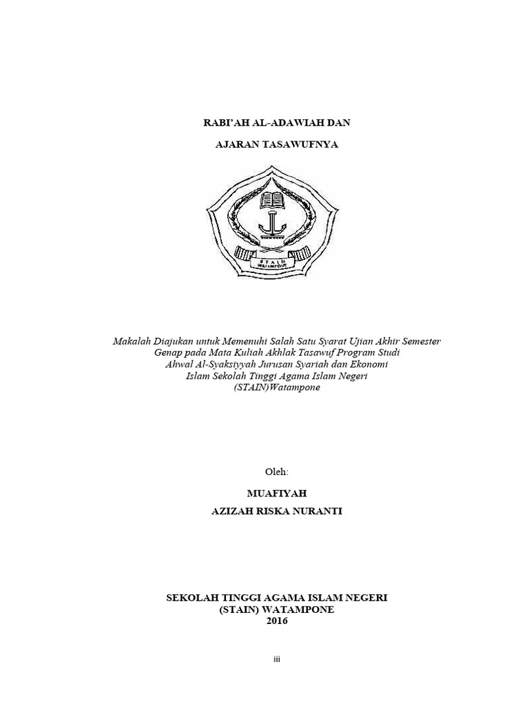 Ajaran Tasawuf Rabi'ah al-Adawiah | PDF | Kajian Bahasa Asing