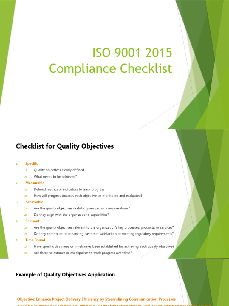 ISO 9001:2015 Quality Objectives Checklist | PDF