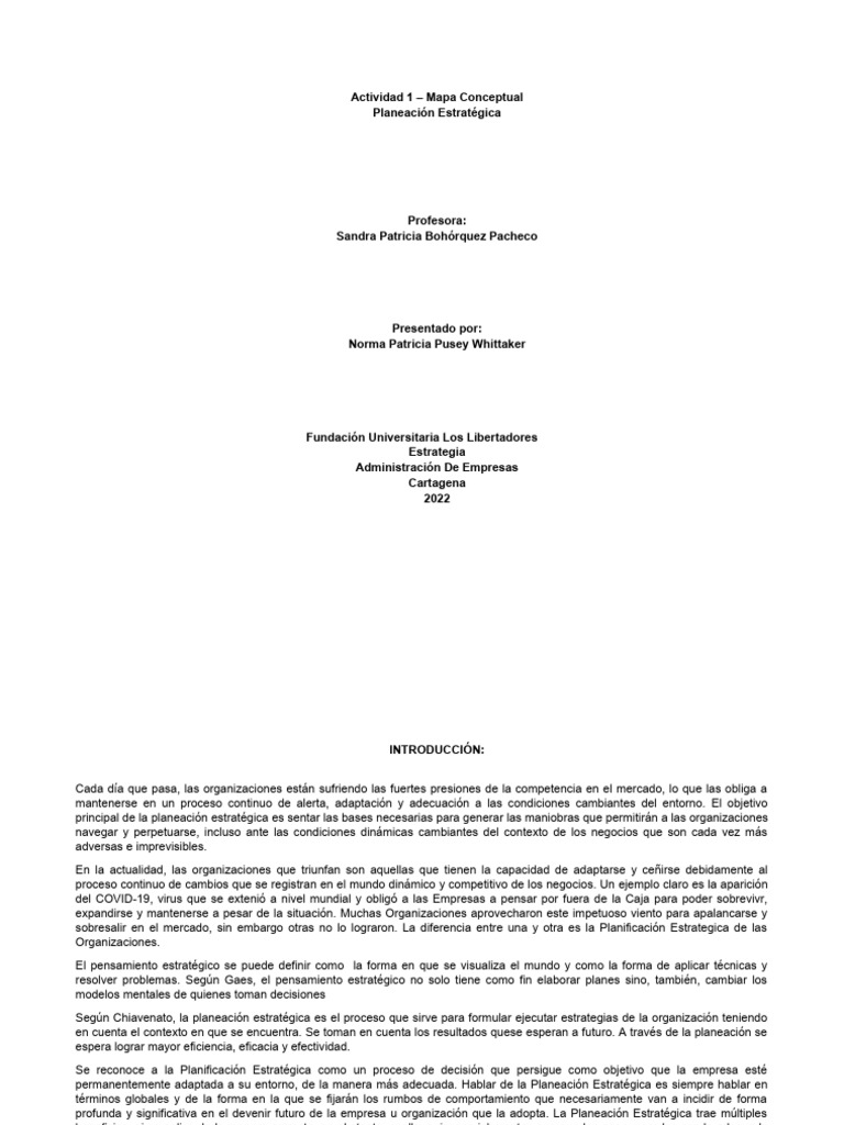 Actividad 2 Mapa Conceptual Horizontal | PDF | Planificación ...
