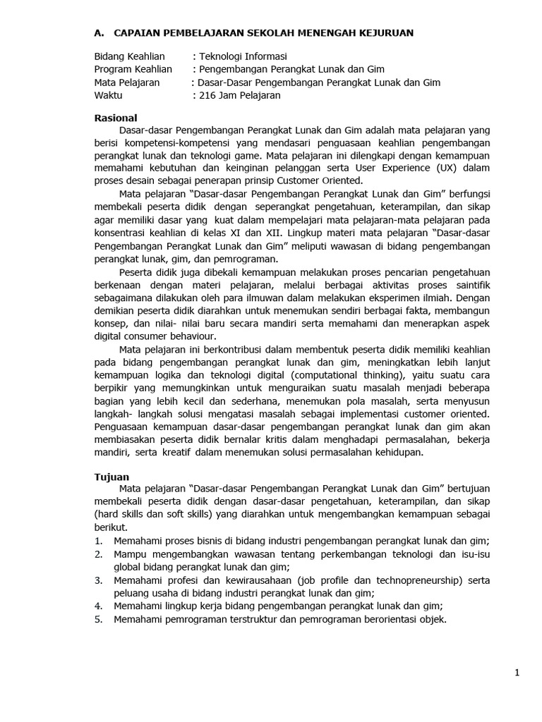 Capaian Pembelajaran Dasar PPLG | PDF