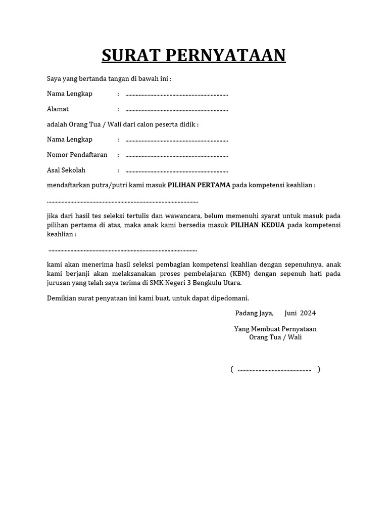 Surat Pernyataan | PDF | Hukum