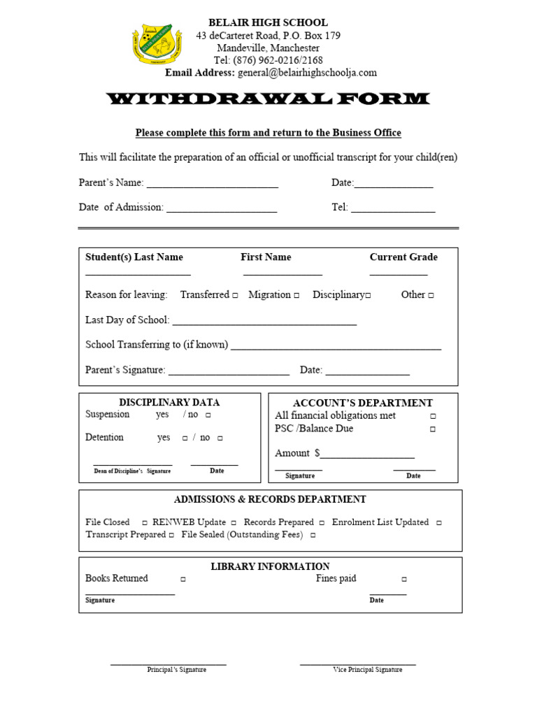 Withdrawal Form | PDF