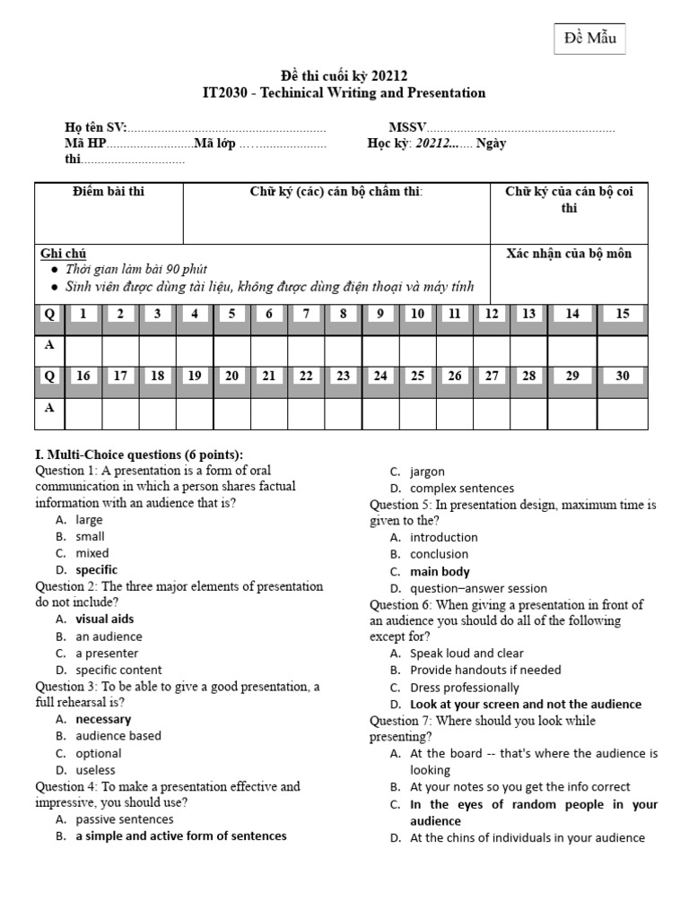 Thi CK IT2030 20212 Đề Mẫu technical | PDF | Artificial Intelligence | Intelligence (AI) & Semantics