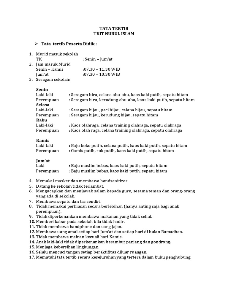 Tata Tertib Tkit | PDF | Kesehatan Holistik