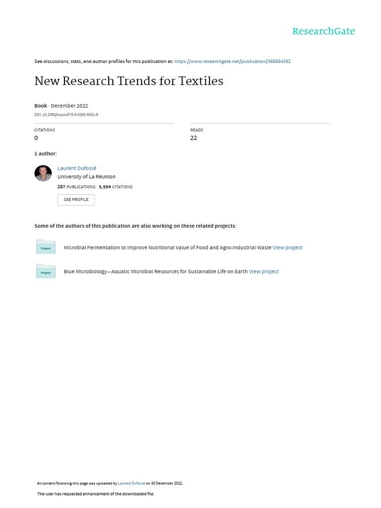 New Research Trends For Textiles | PDF | Textiles | Open Access