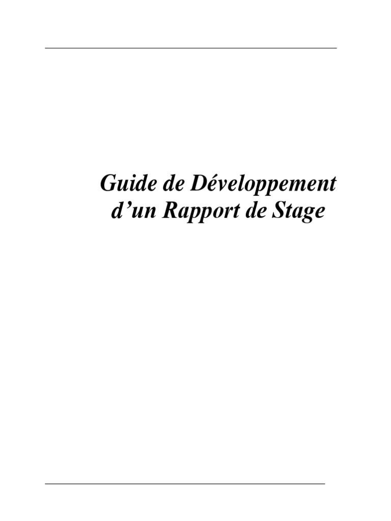 Guide de Rédaction du Rapport de Stage | PDF | Apprentissage | Business