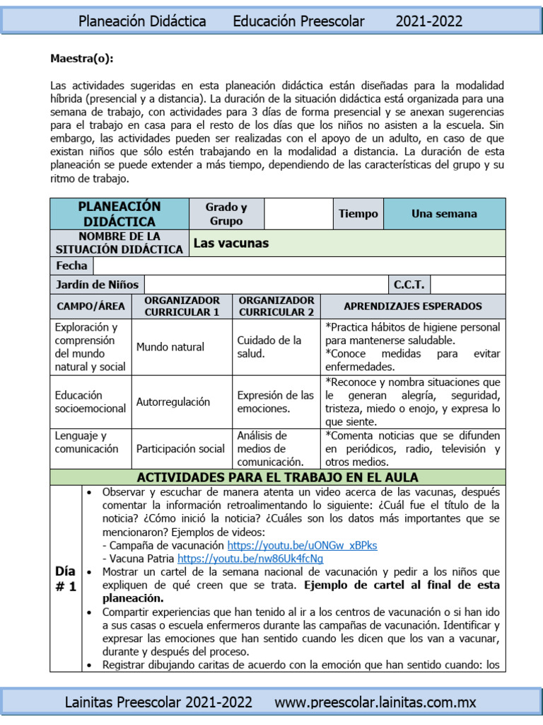EX02 Las Vacunas (2021-2022) | PDF | Educación de la primera infancia | Las emociones