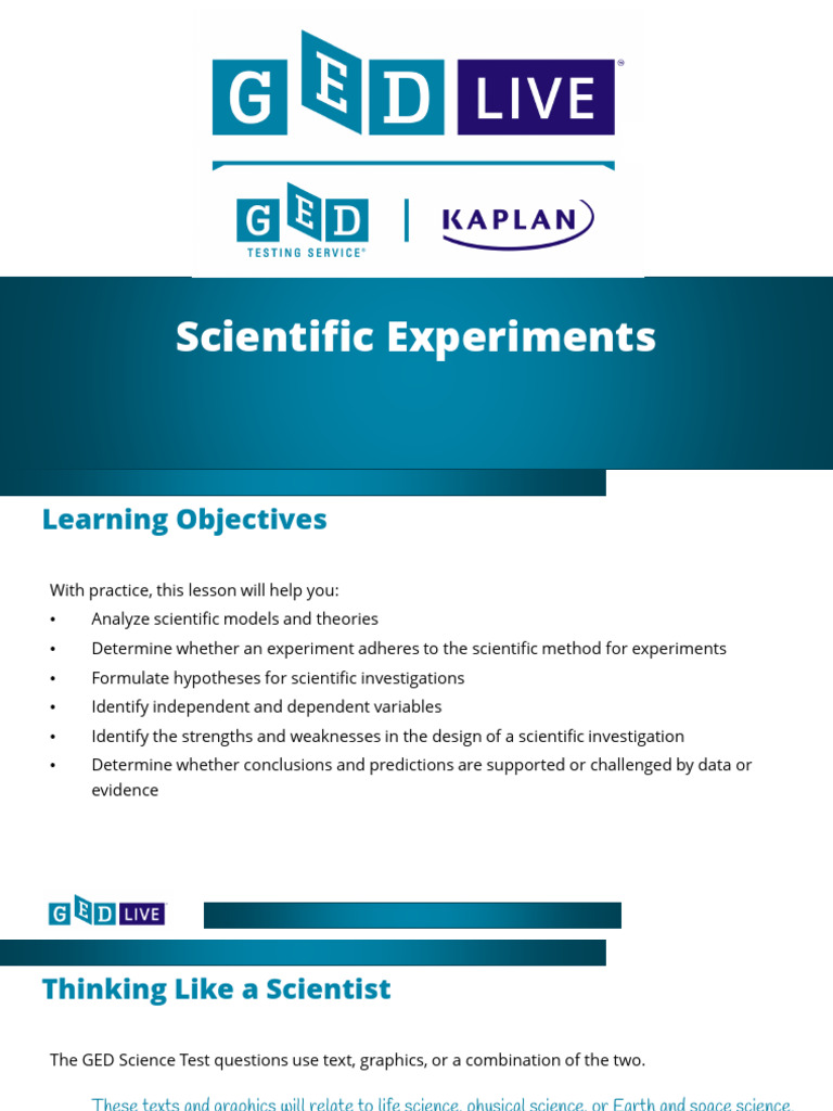 GED - Science - Scientific Experiments | PDF | Osmosis | Science