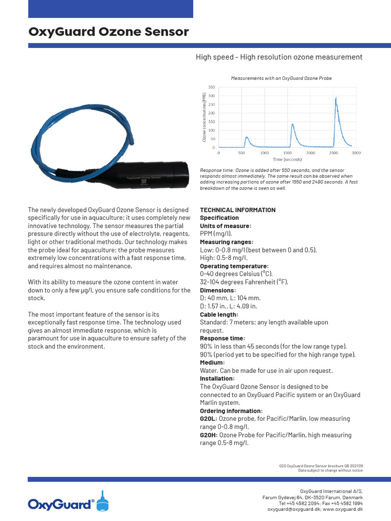 OxyGuard Ozone Senor Brochure 2021 09 | PDF | Ozone | Sensor