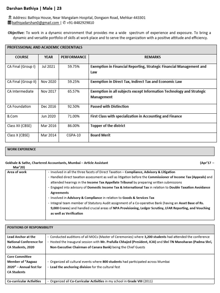Kushal Lodha Resume Linkedin Pdf Taxes Direct Tax 