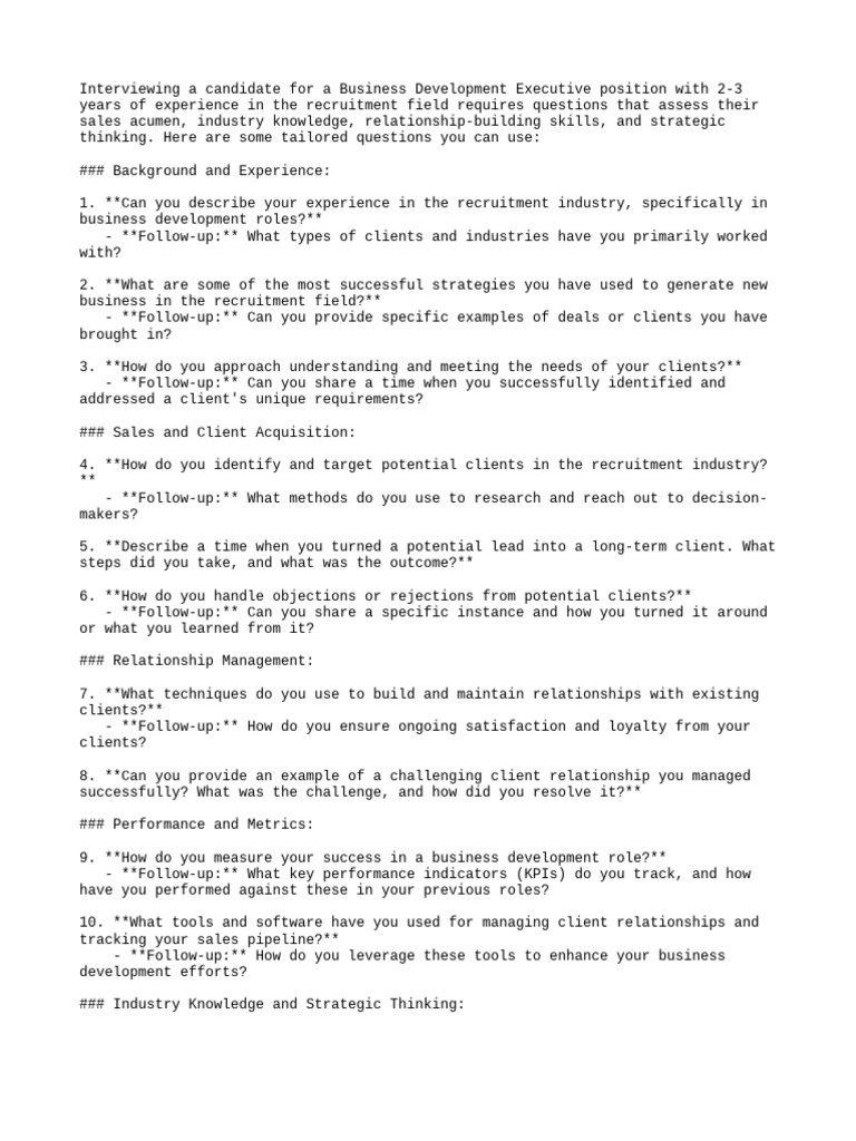 BDM Interview Questions | PDF | Recruitment | Performance Indicator