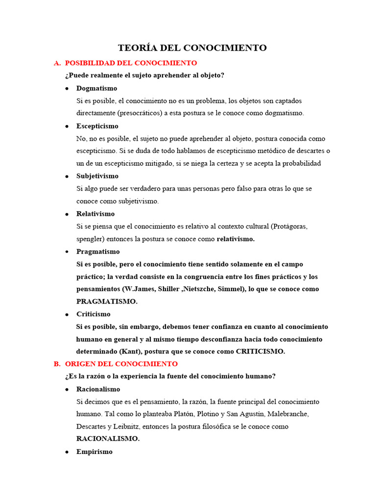 Teoría Del Conocimiento | PDF | Conocimiento | Realismo filosófico