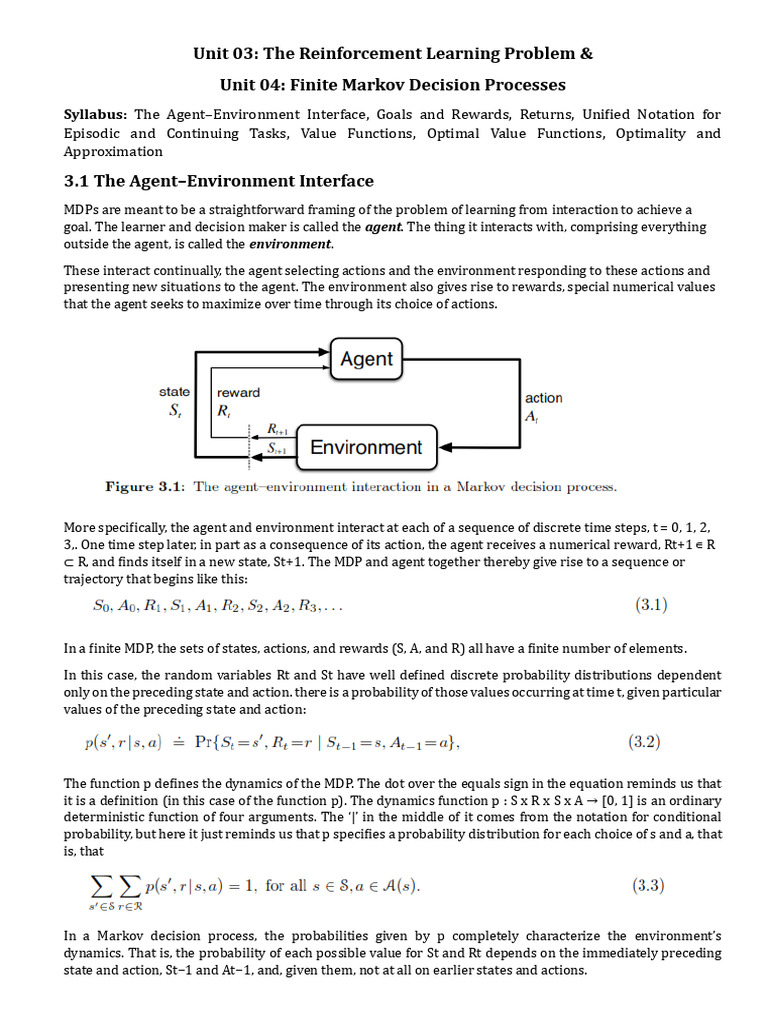 Reinforcement Learning & MDPs | PDF | Mathematics | Applied Mathematics