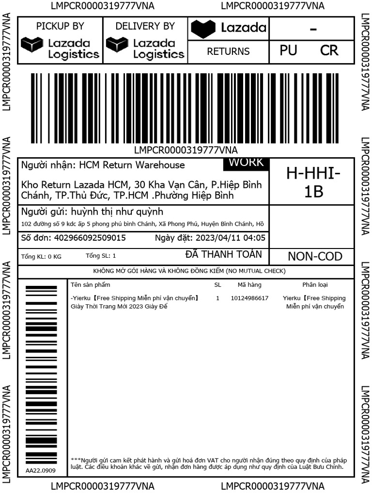 Return Label Pdf