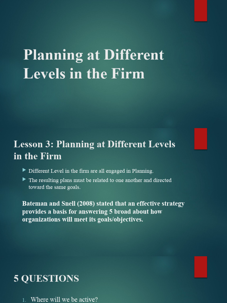 Levels of Planning in Organizations | PDF | Strategic Planning ...