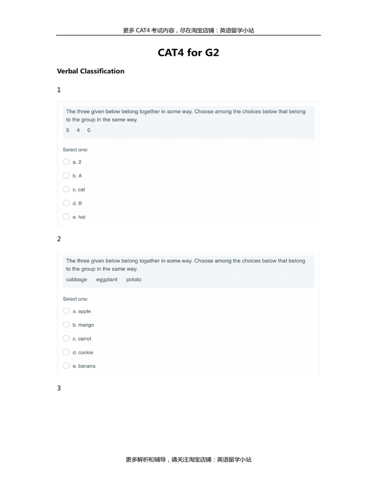 CAT4 For G2-02-Verbal Classification | PDF