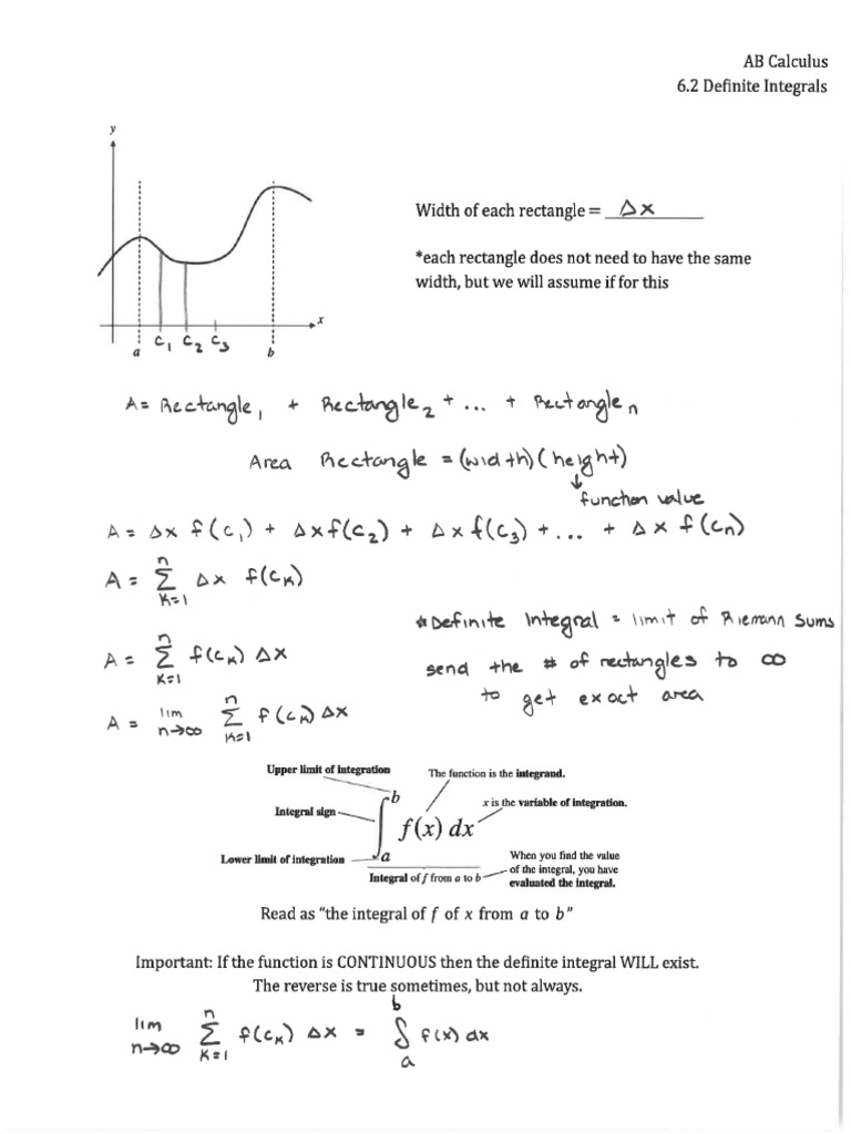 6.2 Definite Integrals Key 2019-20 | PDF