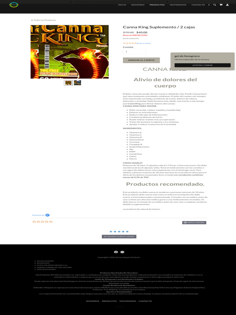 Canna King Suplemento - 2 Cajas | PDF | Medicina CLINICA | Enfermedades ...