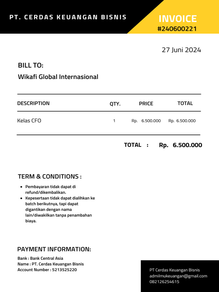 Kelas CFO: Biaya dan Ketentuan Pembayaran | PDF