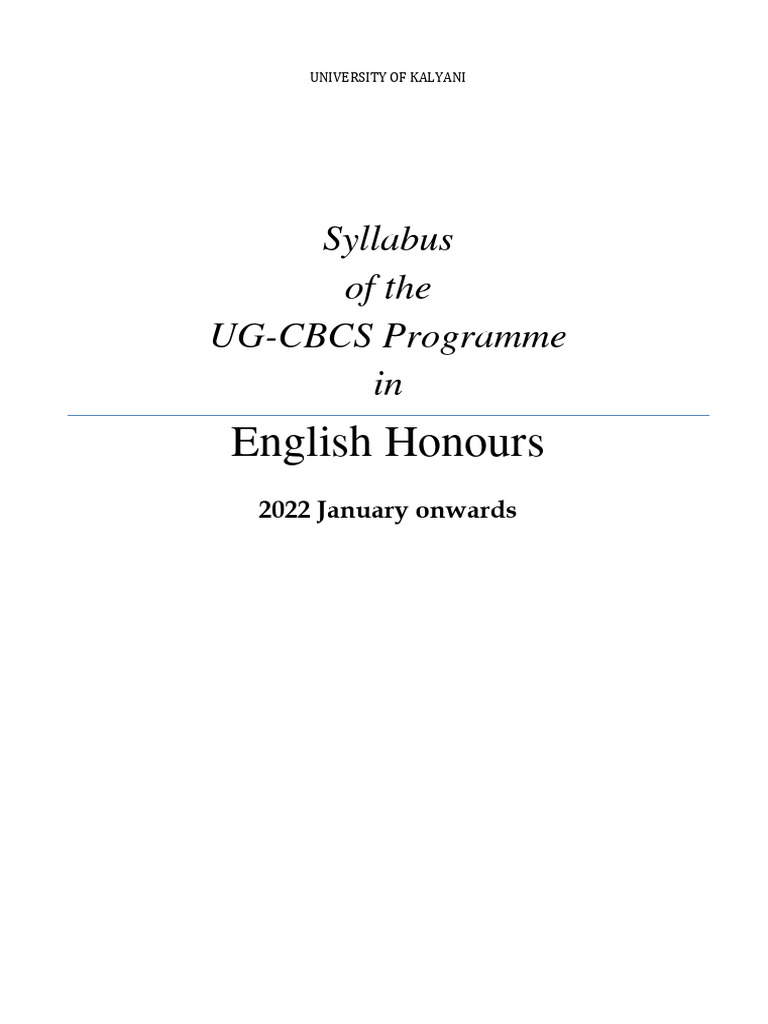 ENGH CBCS HONS Syllabus Jan 2022 Onwards | PDF | English Studies | Communication