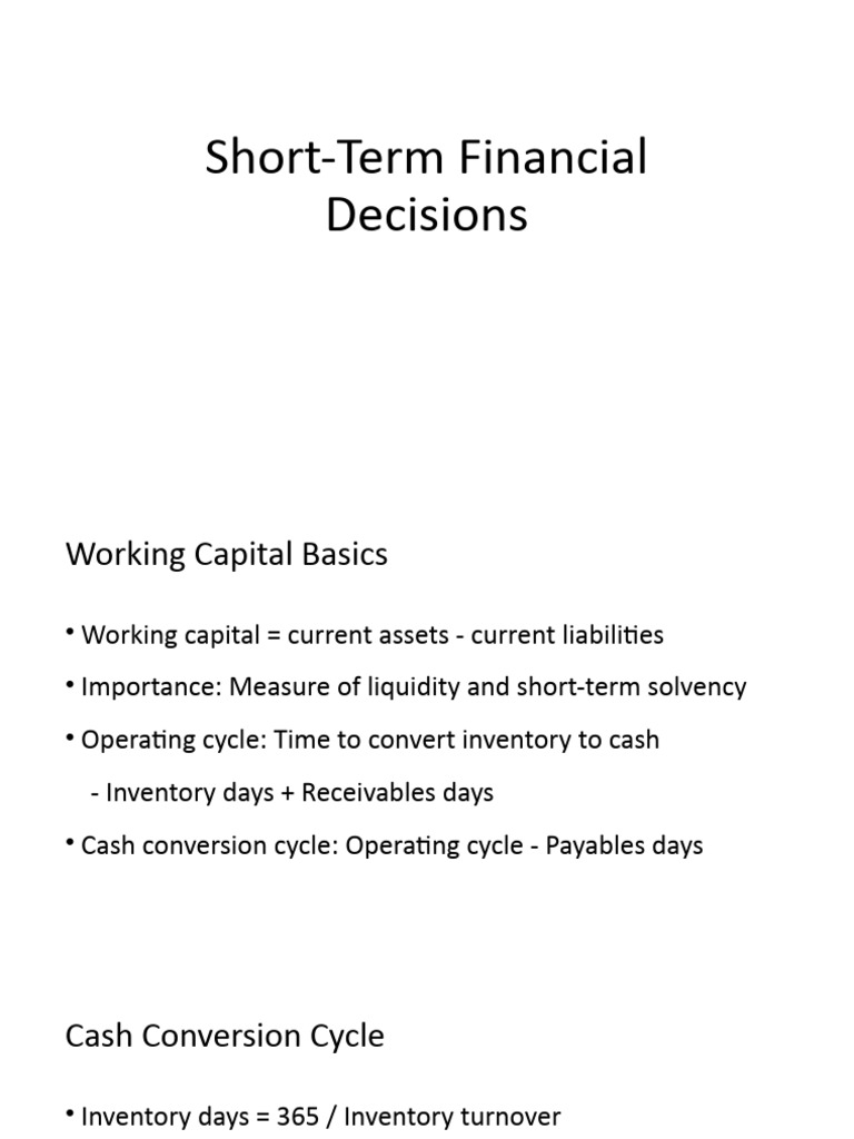 Short-Term Financial Decisions | PDF | Finance & Money Management | Credit