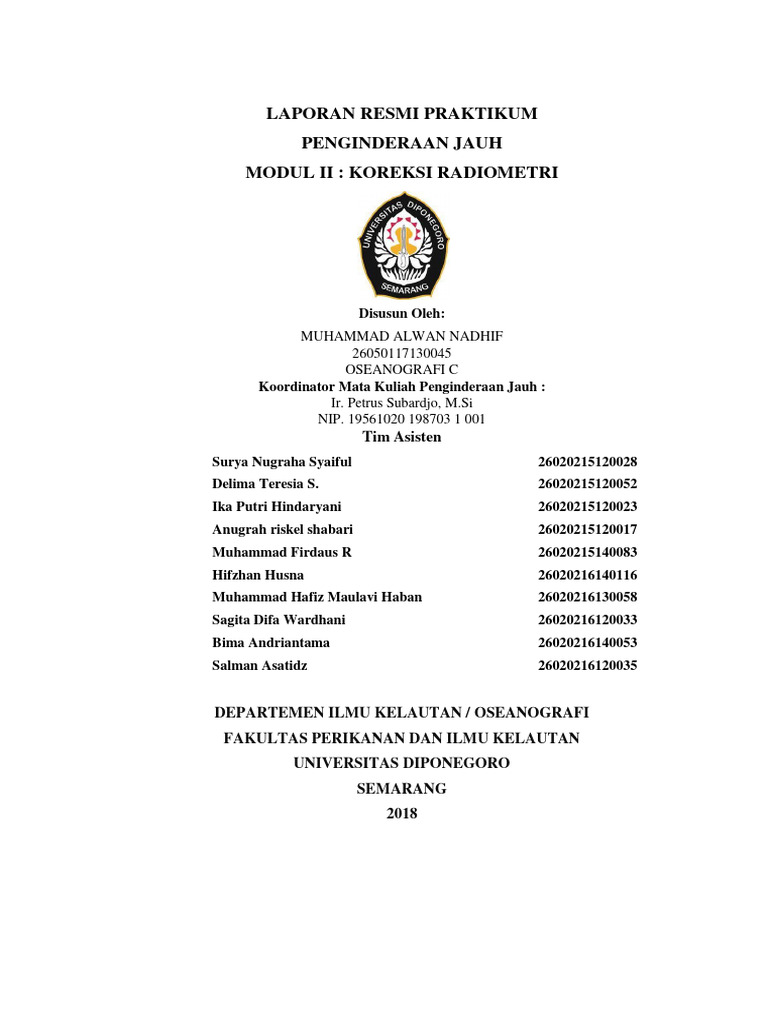 Laporan Resmi Praktikum Penginderaan Jau | PDF