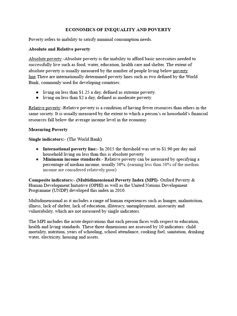 IB Econ Inequality and Poverty REVISION Handout | PDF | Taxes | Poverty