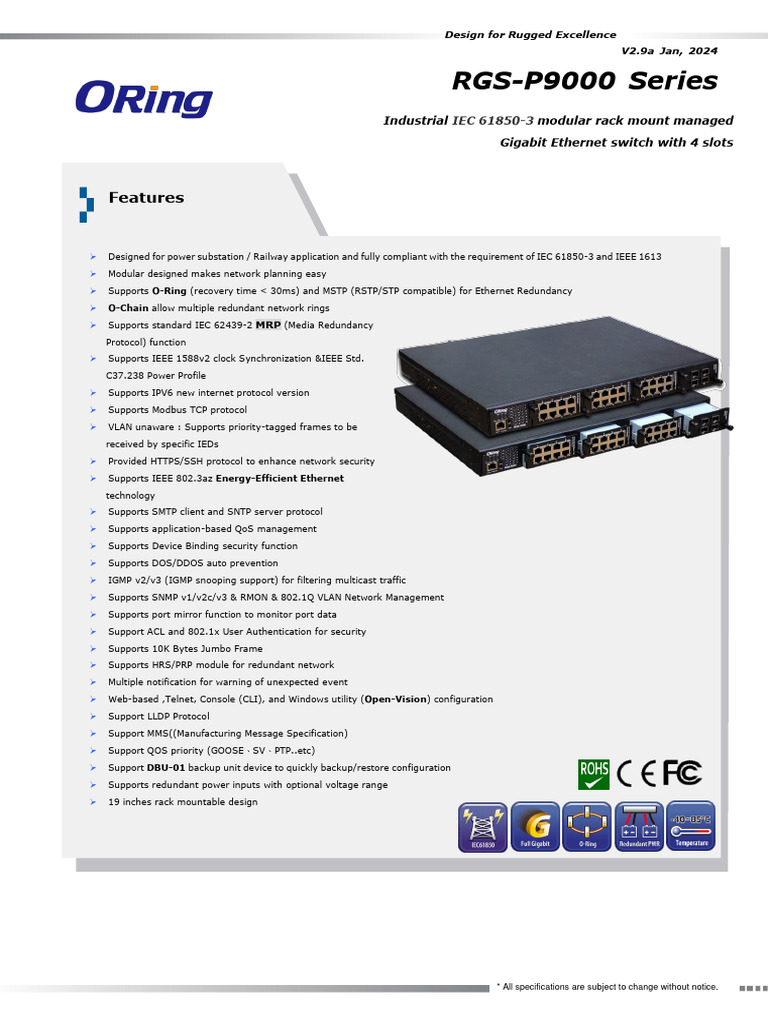 DataSheet RGS-P9000 Series | PDF | Internet Protocols | Data Transmission