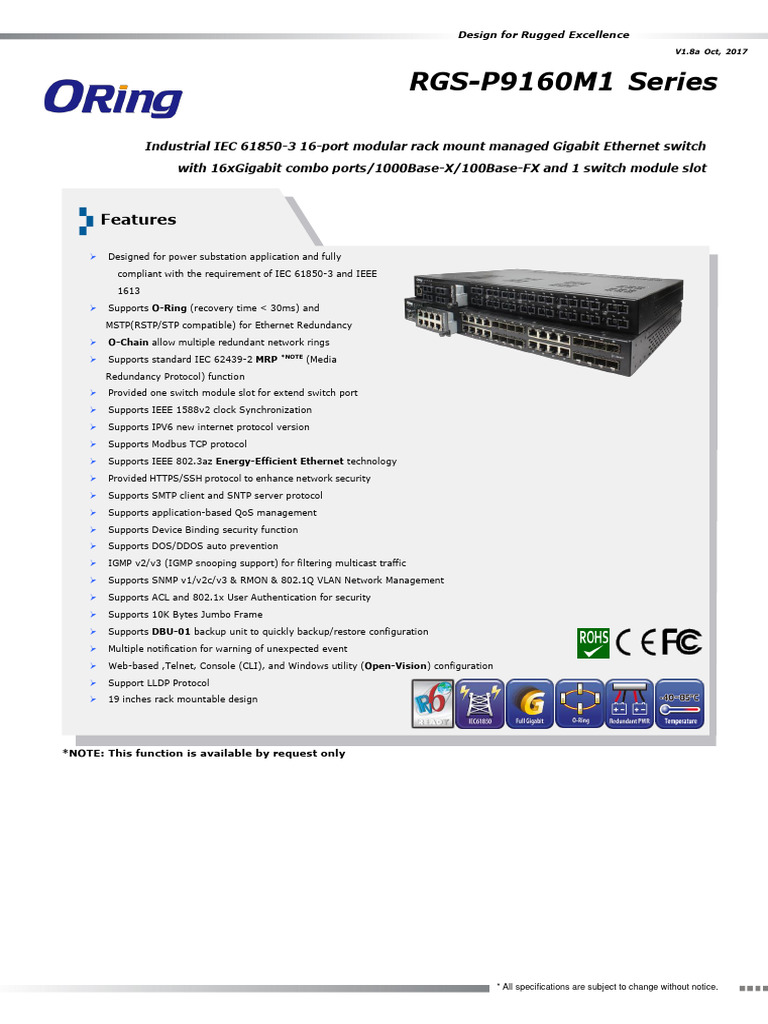 Datasheet rgs-p9160m1 Series | Download Free PDF | Networking Standards | Internet Protocols