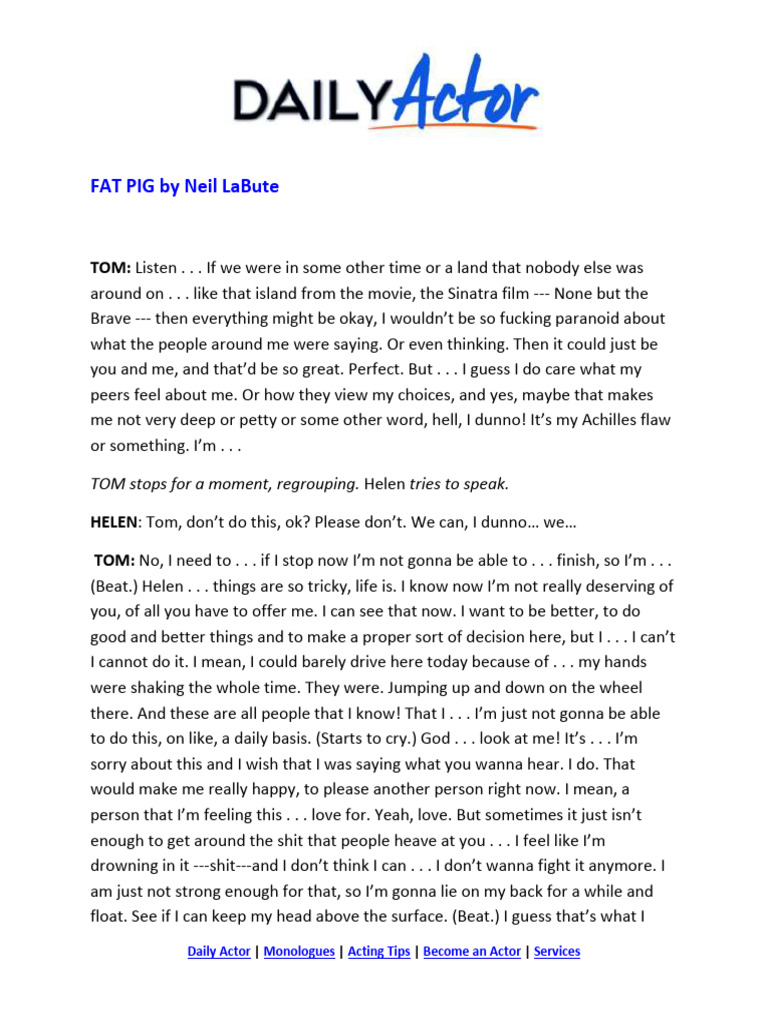 Actor's Emotional Monologue | PDF