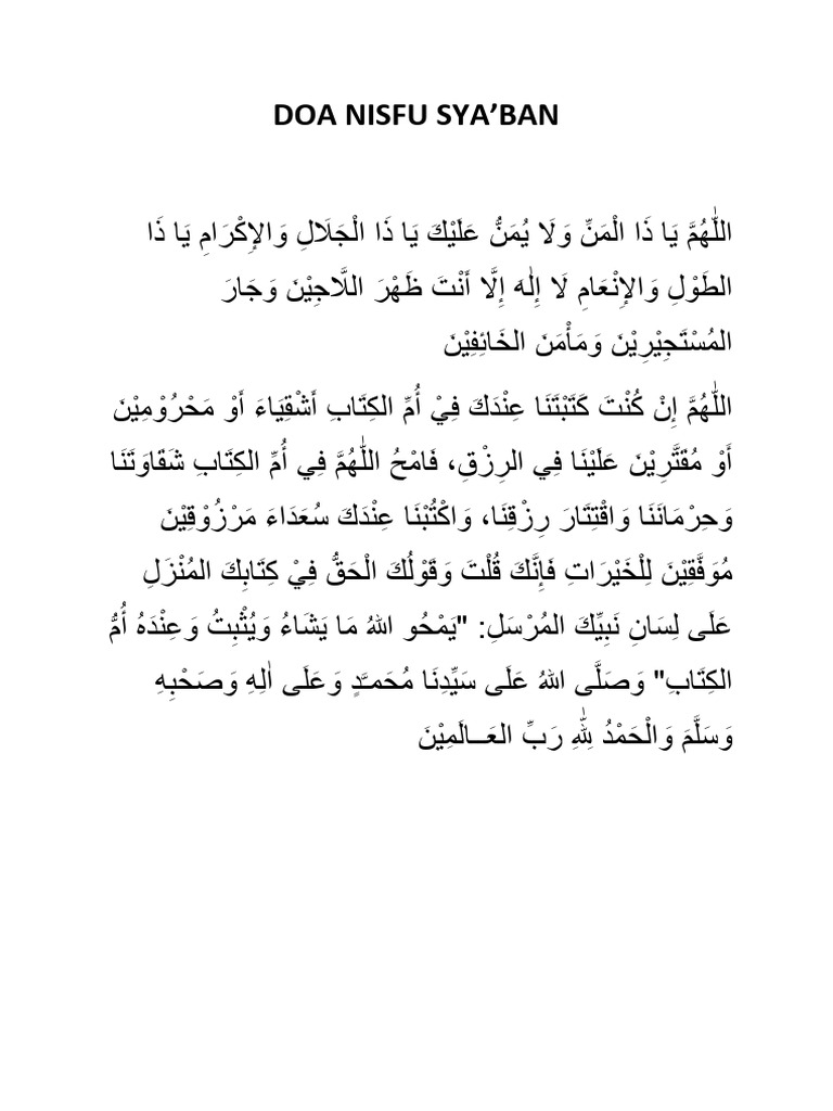 Doa Nisfu Sya Ban Pdf