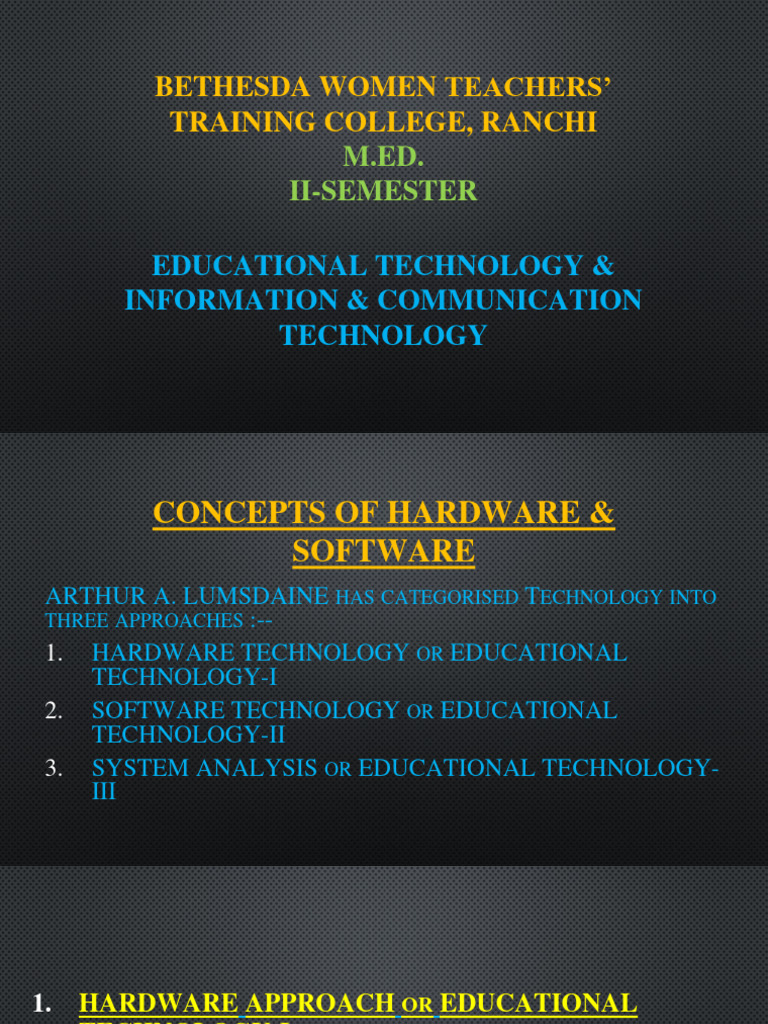 Unit 1 Components of Hardware & Software | PDF | Educational Technology | Computer Engineering