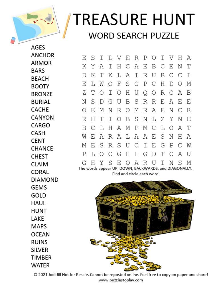 Treasure Hunt Word Search Puzzle File | PDF