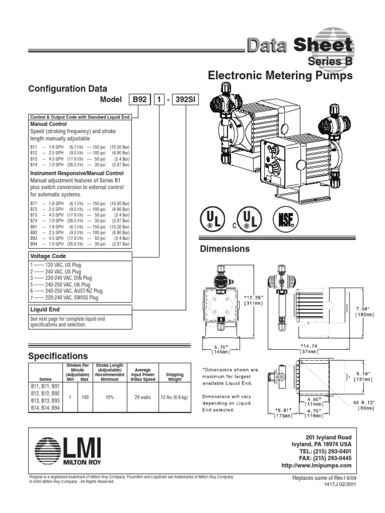Series B Data Sheet New | PDF | Pipe (Fluid Conveyance) | Valve
