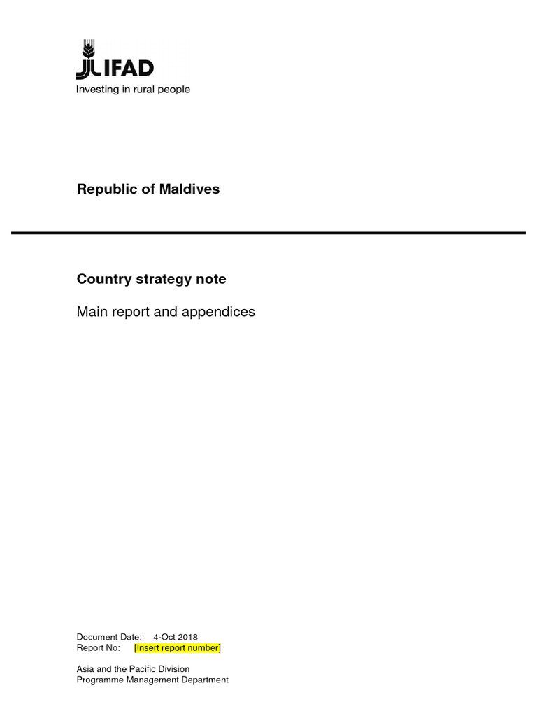 Maldives Country Strategy Note 2018 | PDF | Climate Resilience ...