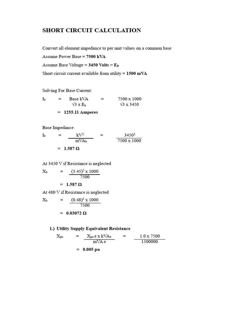Short Circuit Calculation | PDF | Transformer | Electrical Impedance